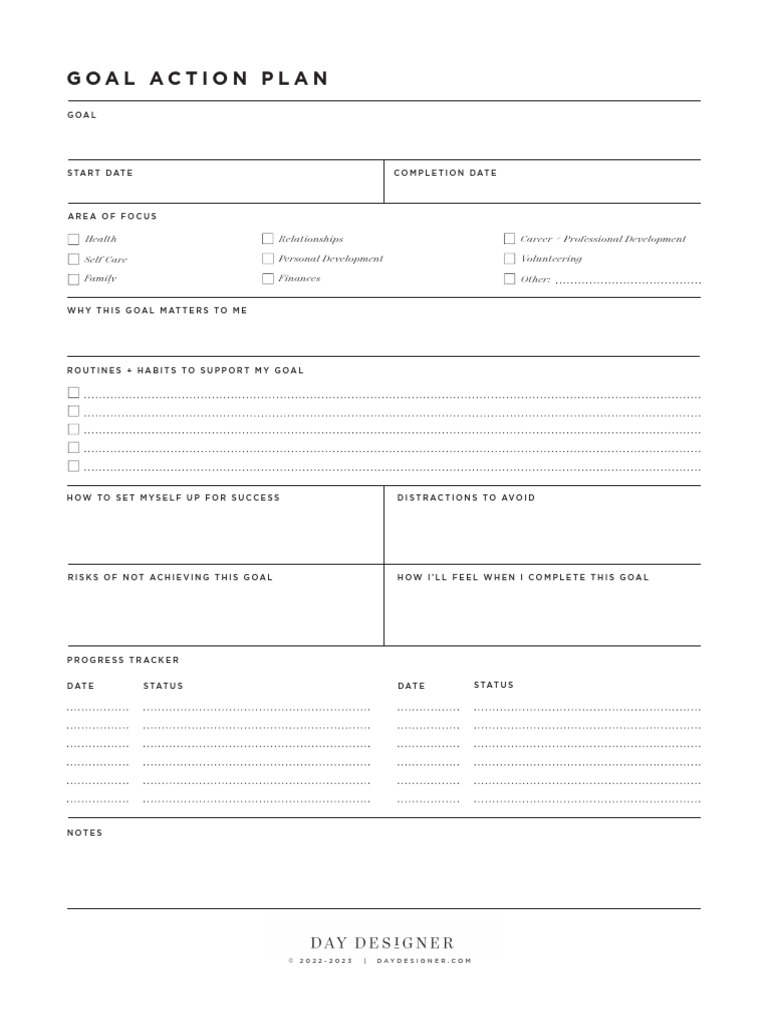 Goal Action Plan Worksheet | PDF