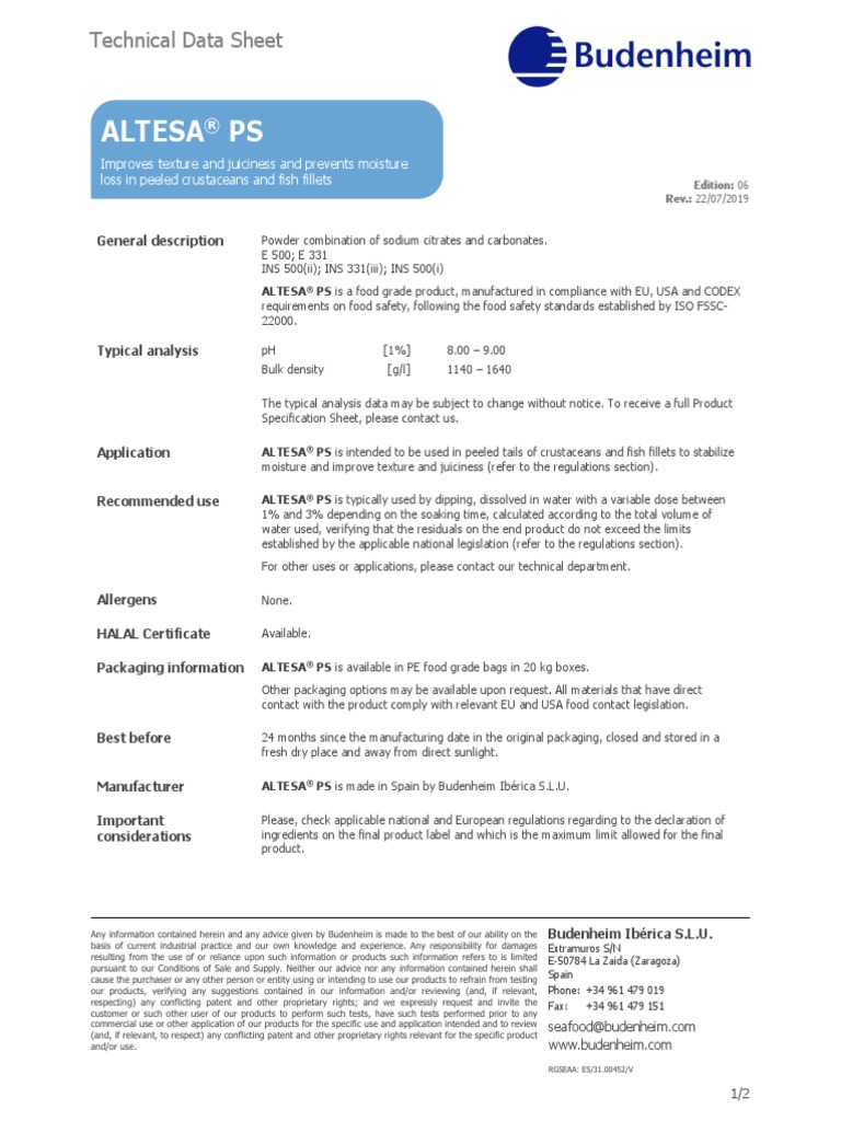En - TDS - Altesa PS | PDF