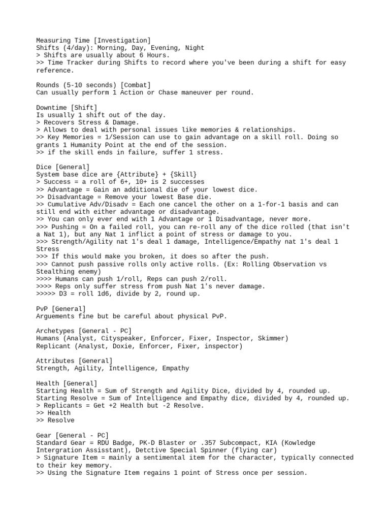 Blade Runner Rules | PDF