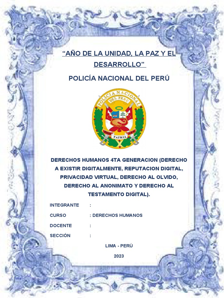 Monografia de Derechos Humanos 4ta Generacion | PDF | Policía | Derechos humanos