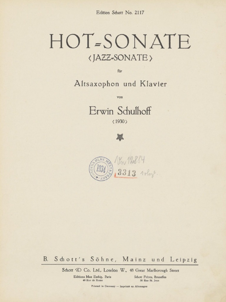 Schulhoff Hot-Sonate | PDF