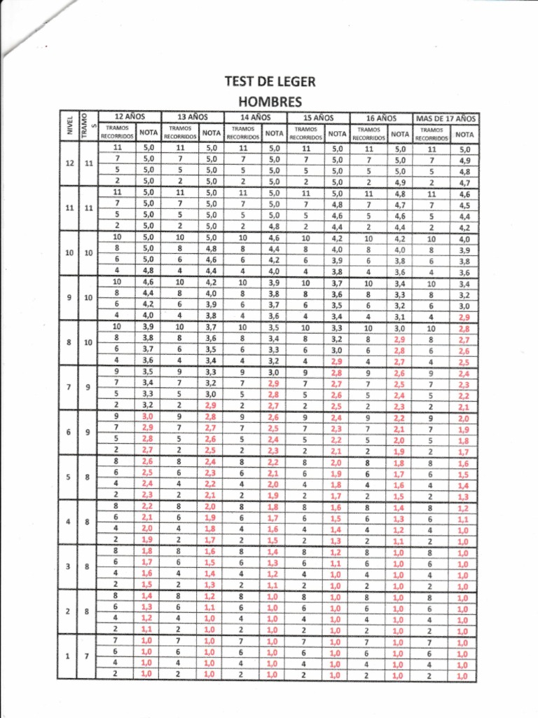 Evaluación Test Leger | PDF