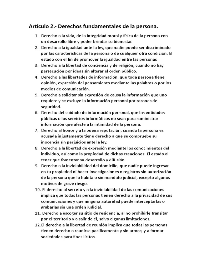 Artículo 2 | PDF | Libertad | Derechos
