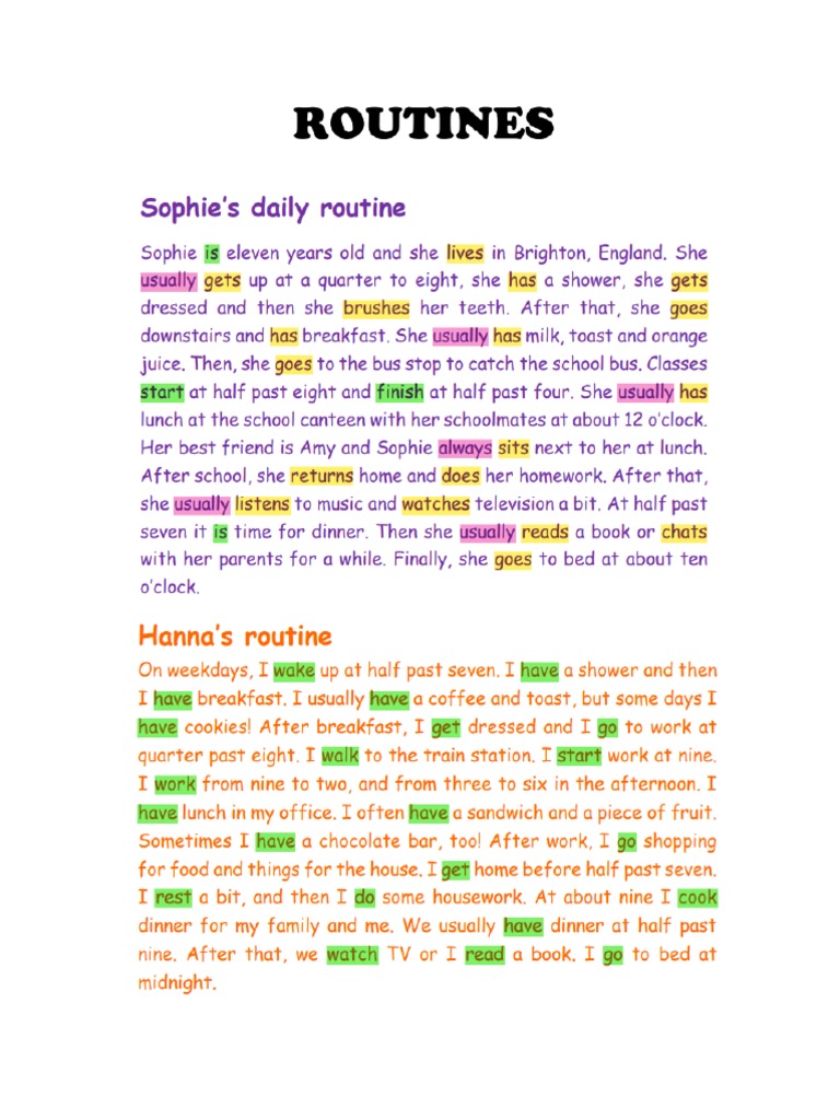 Routines Examples Pdf