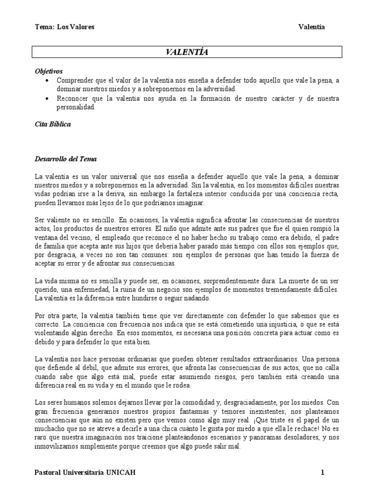 VALENTÍA | PDF | Valor