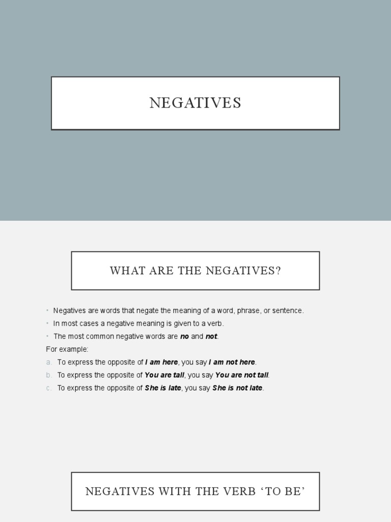 Understanding Negatives in English | PDF