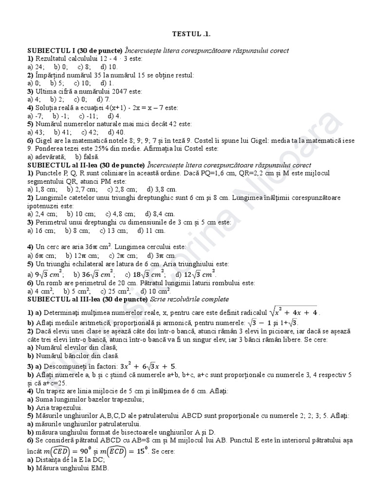 Testul 1 1 | PDF