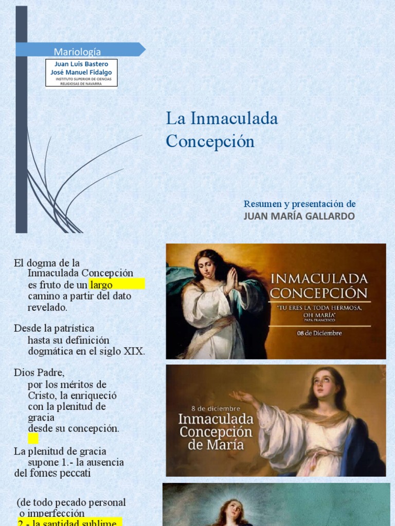 Tema 4. La Inmaculada Concepción | PDF | María, madre de Jesús | Gracia divina