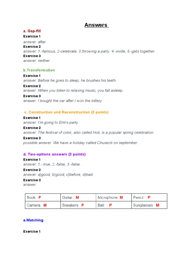 Holiday Celebration Activities and Answers | PDF | Language Arts ...