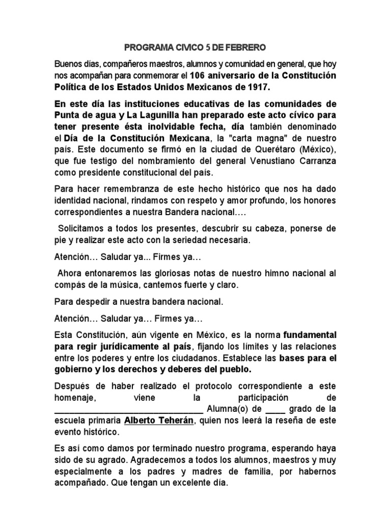 Programa Civico 5 de Febrero | PDF