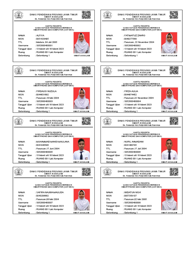 Contoh Kartu Peserta | PDF