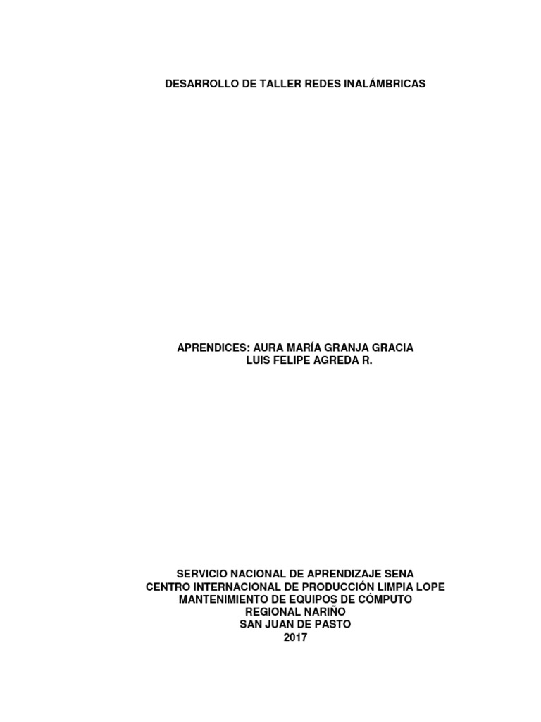 Desarrollo de Taller Redes Inalámbricas | Descargar gratis PDF | Ieee ...