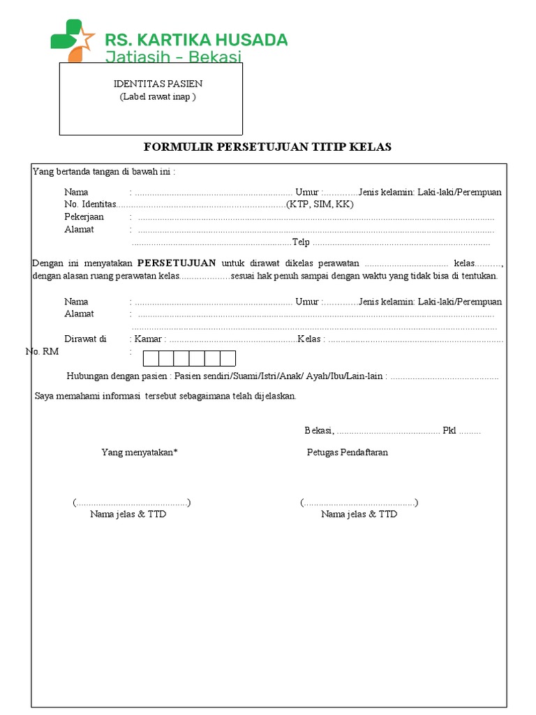 011 - Formulir Persetujuan Titip Kelas | PDF