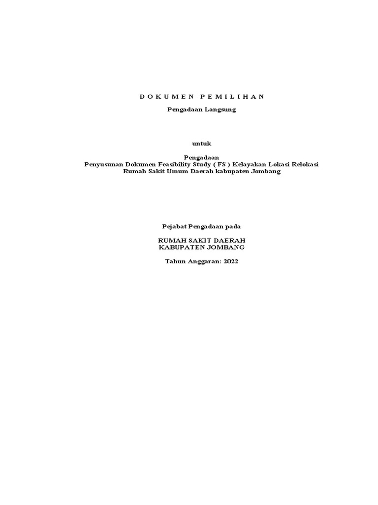SPK Jasa Penyusunan Dokumen FS Kelayakan Relokasi Rumah Sakit | PDF