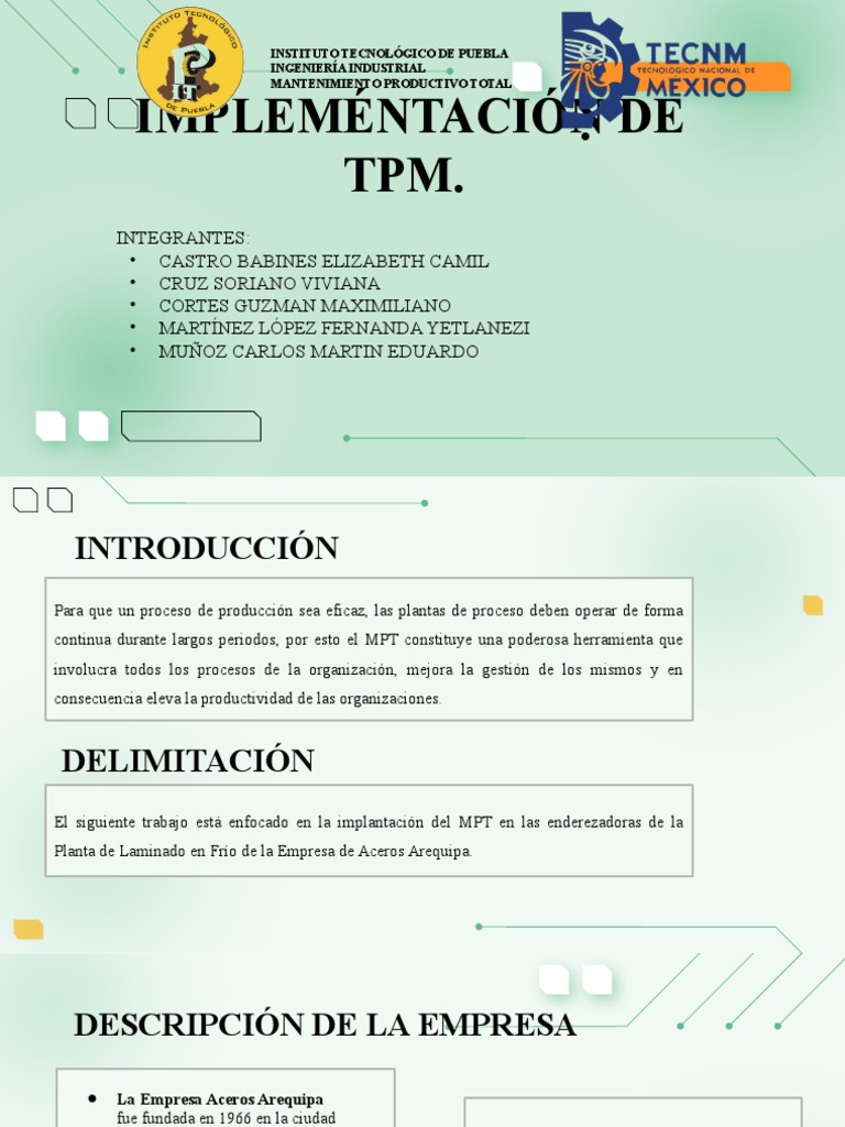 Impleméntación de TPM | PDF | Laminado (metalmecánica) | Ingeniería de ...