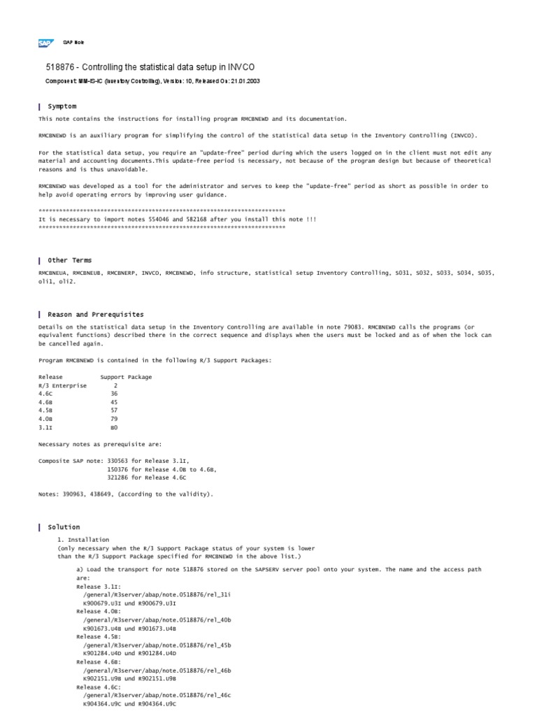 Controlling The Statistical Data Setup in INVCO: Symptom | PDF | Computer Program | Programming