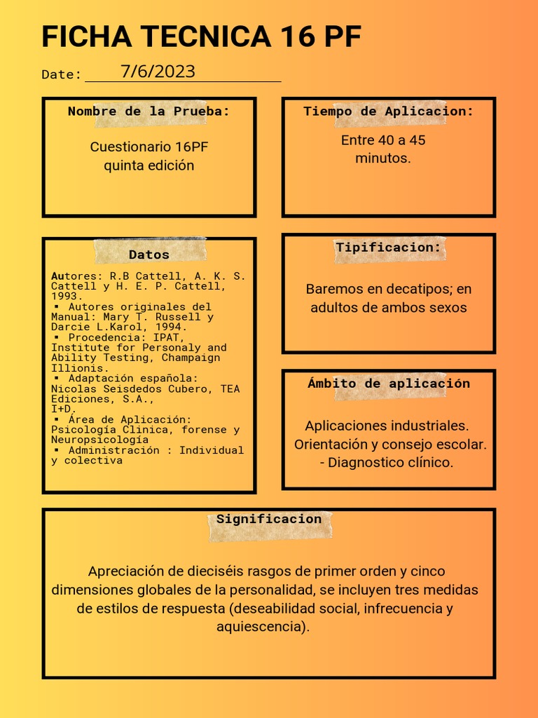 Ficha Técnica 16PF | PDF