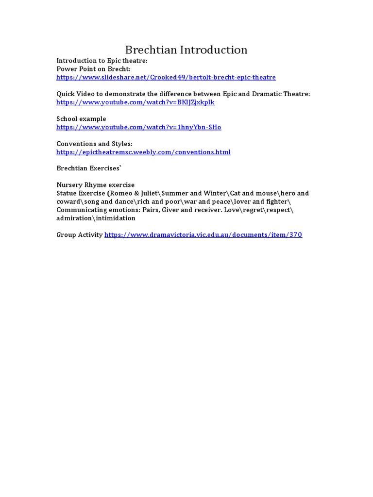 Brechtian Introduction | PDF