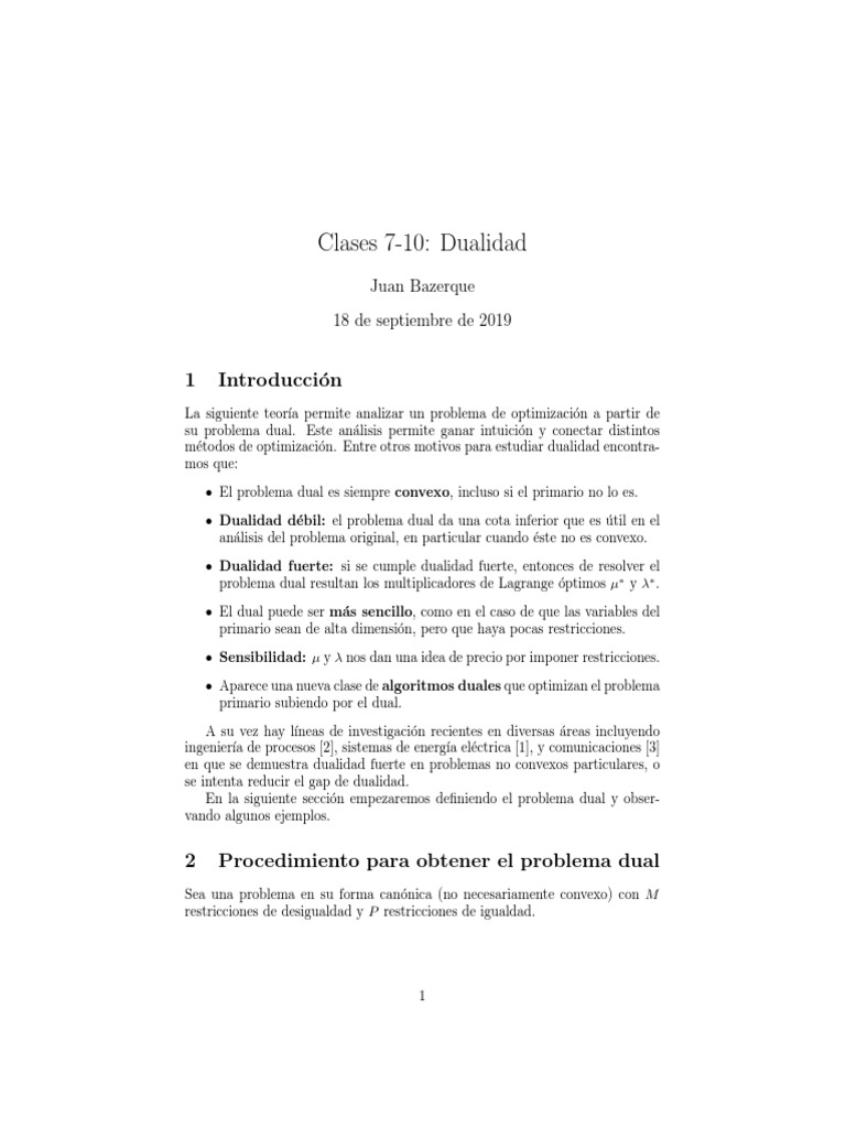 Notas Sobre Dualidad | PDF | Valores propios y vectores propios | Conjunto convexo