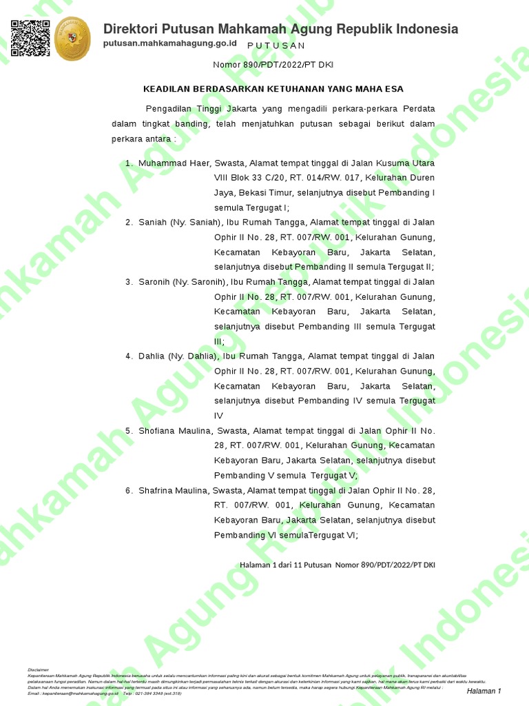 Putusan Banding Sengketa Tanah | PDF