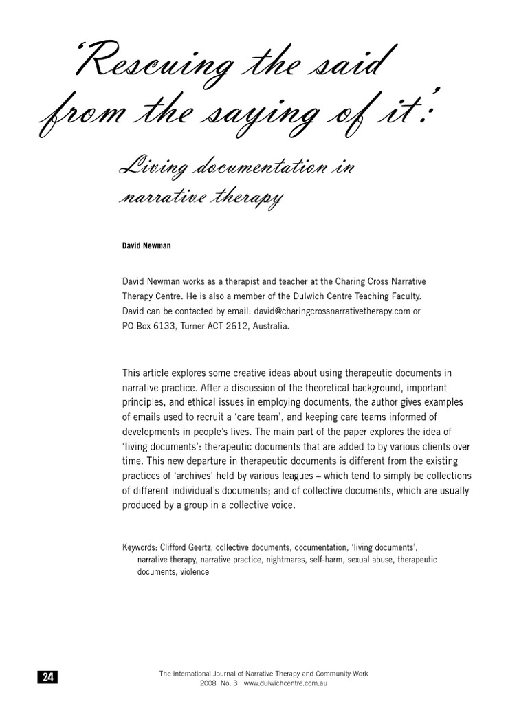 Rescuing The Said From The Saying of It - Living Documentation in ...