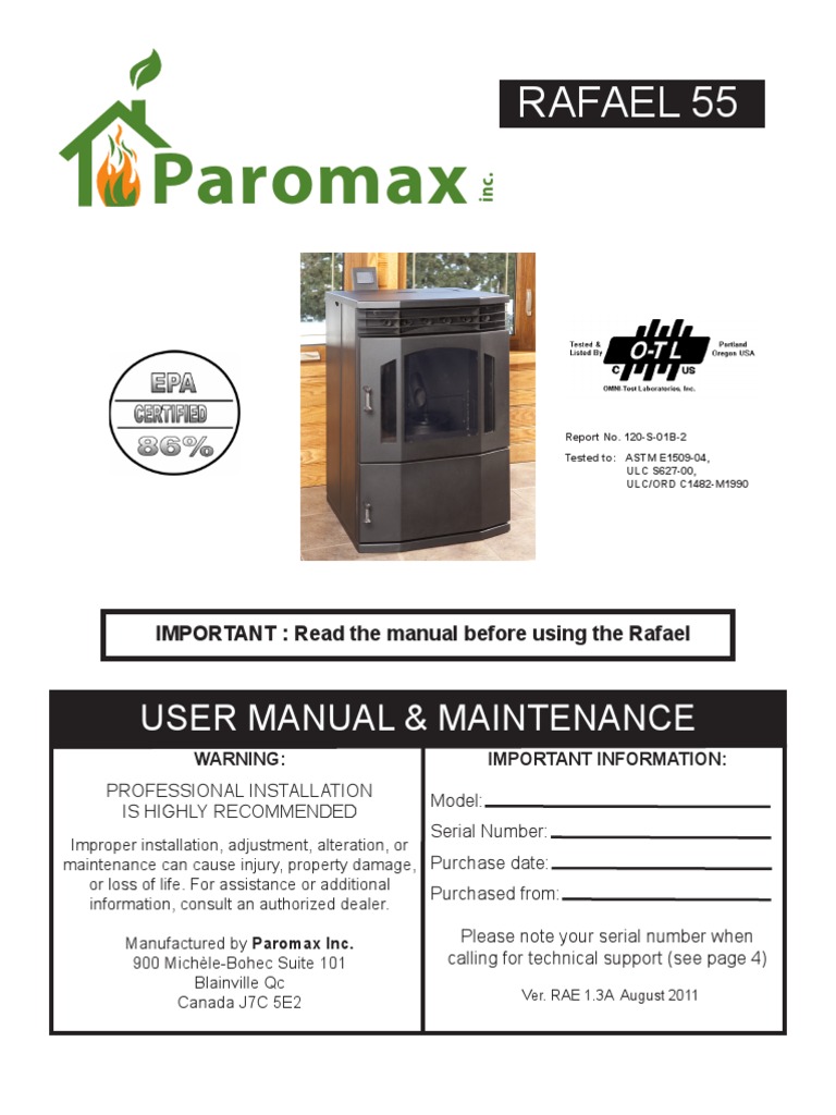 Rafael English Manual 1.3A | PDF | Chimney | Stove