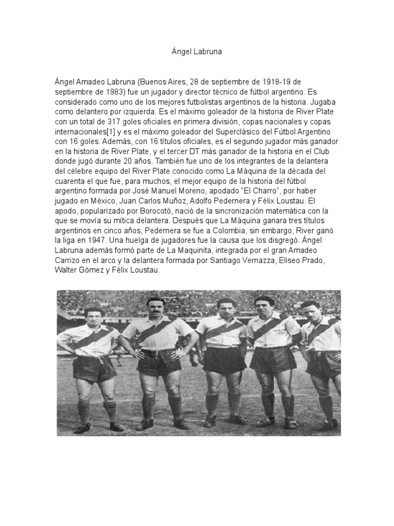 Ángel Labruna: Ícono del Fútbol Argentino | PDF | Deportes y ...