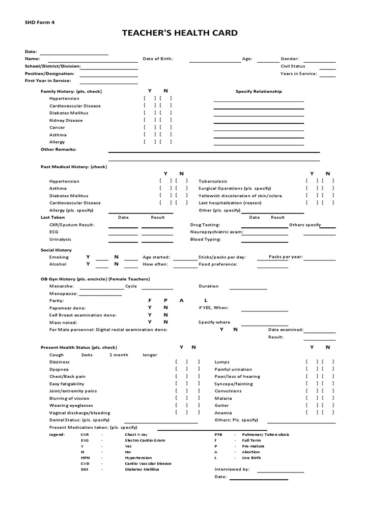 Teacher Health Card | PDF | Cardiovascular Diseases | Hypertension