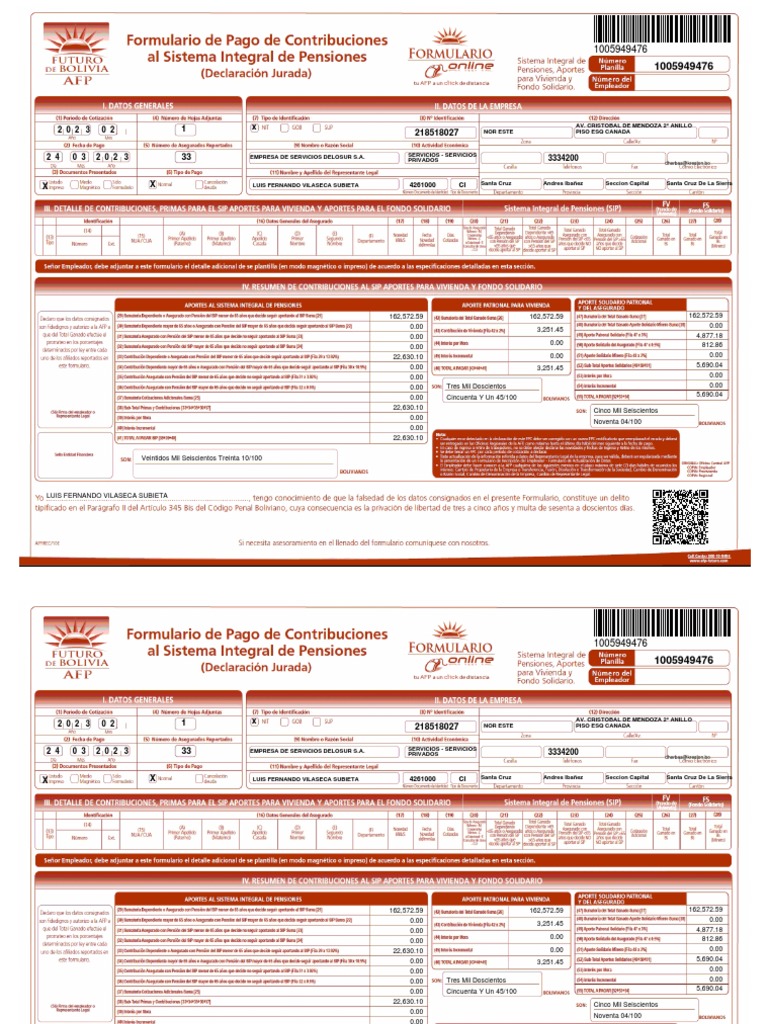 Afp Futuro Form SIP 02.2023 | PDF