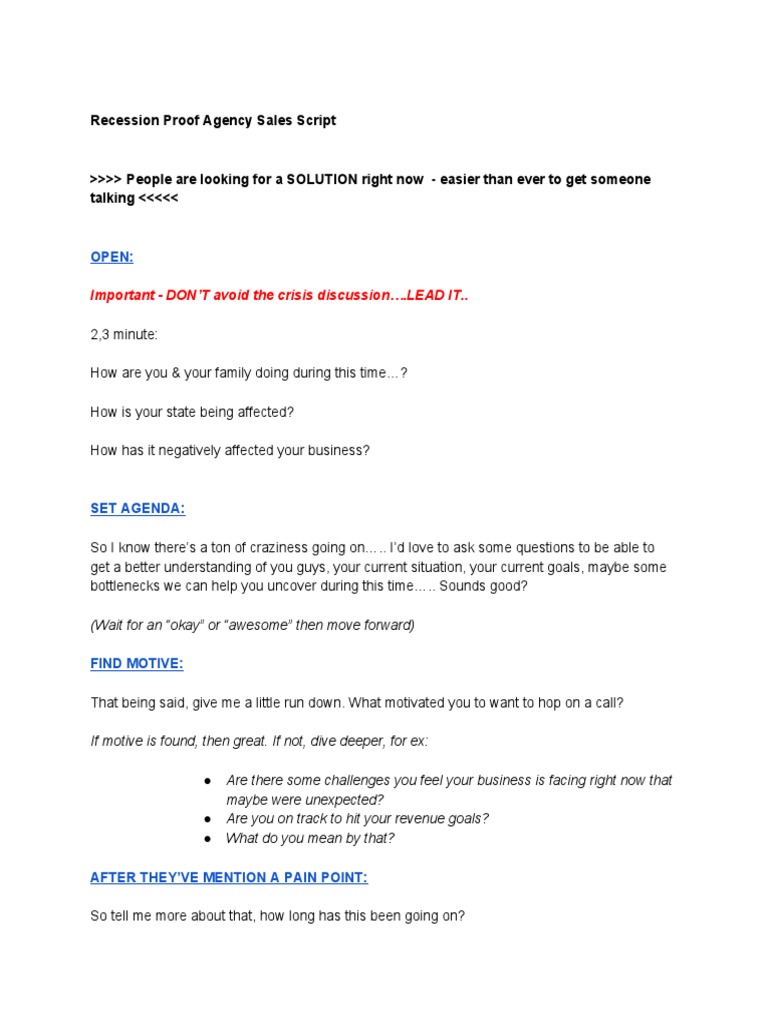 Intro Call Script COVID 19 | PDF