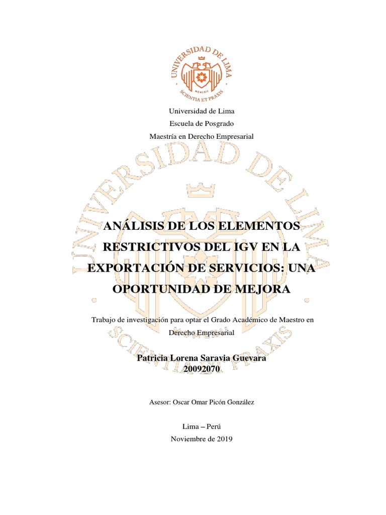 Igv y Exportación Saravia - Guevara - Patricia - Lorena | Descargar gratis PDF | Acuerdo General ...