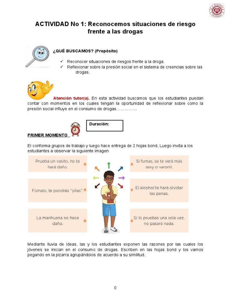 ACTIVIDAD SOBRE DROGAS Y ALCOHOLISMO - 28jun | PDF | Comportamiento ...