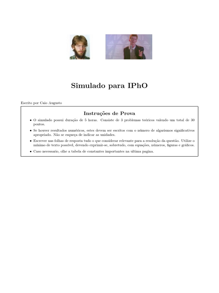 Simulado - 4 IPhO | PDF | Vortices | Magnet
