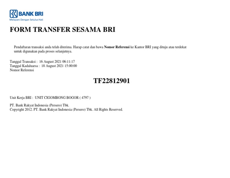 Form Transfer BRI | PDF