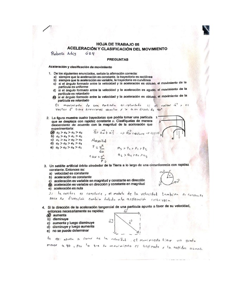 Hoja de Trabajo 05 Física | PDF