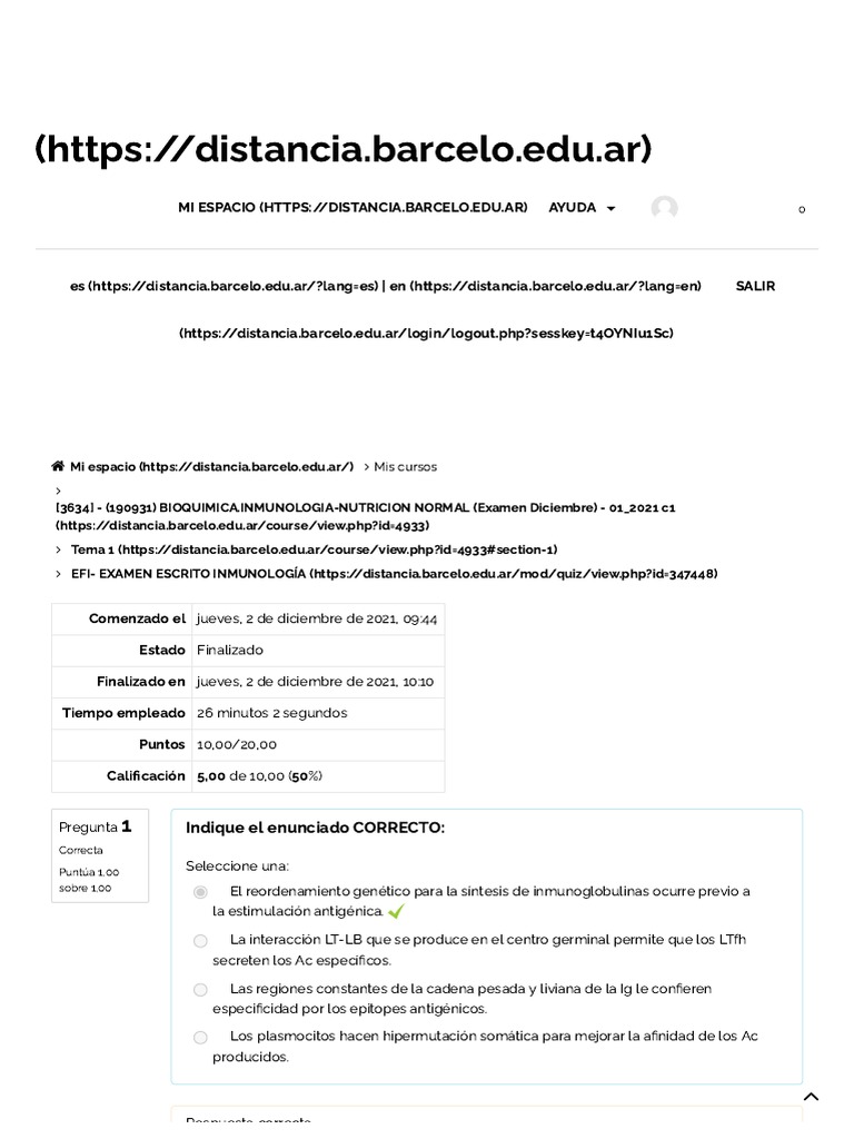 Efi - Examen Escrito Inmunología | PDF | Sistema inmune | Sistema complementario