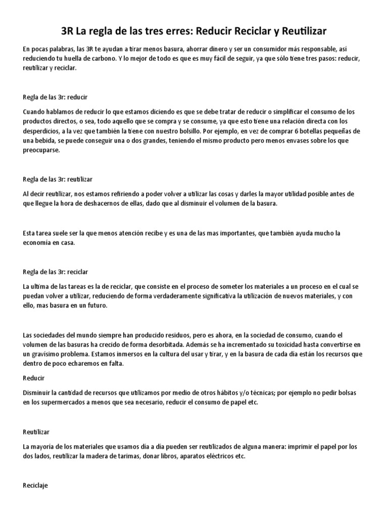 3R La Regla de Las Tres Erres | PDF | Residuos | Reciclaje