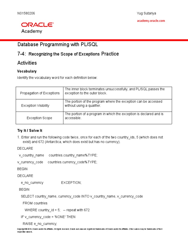 PLSQL 7 4 Practice | PDF | Pl/Sql | Sql