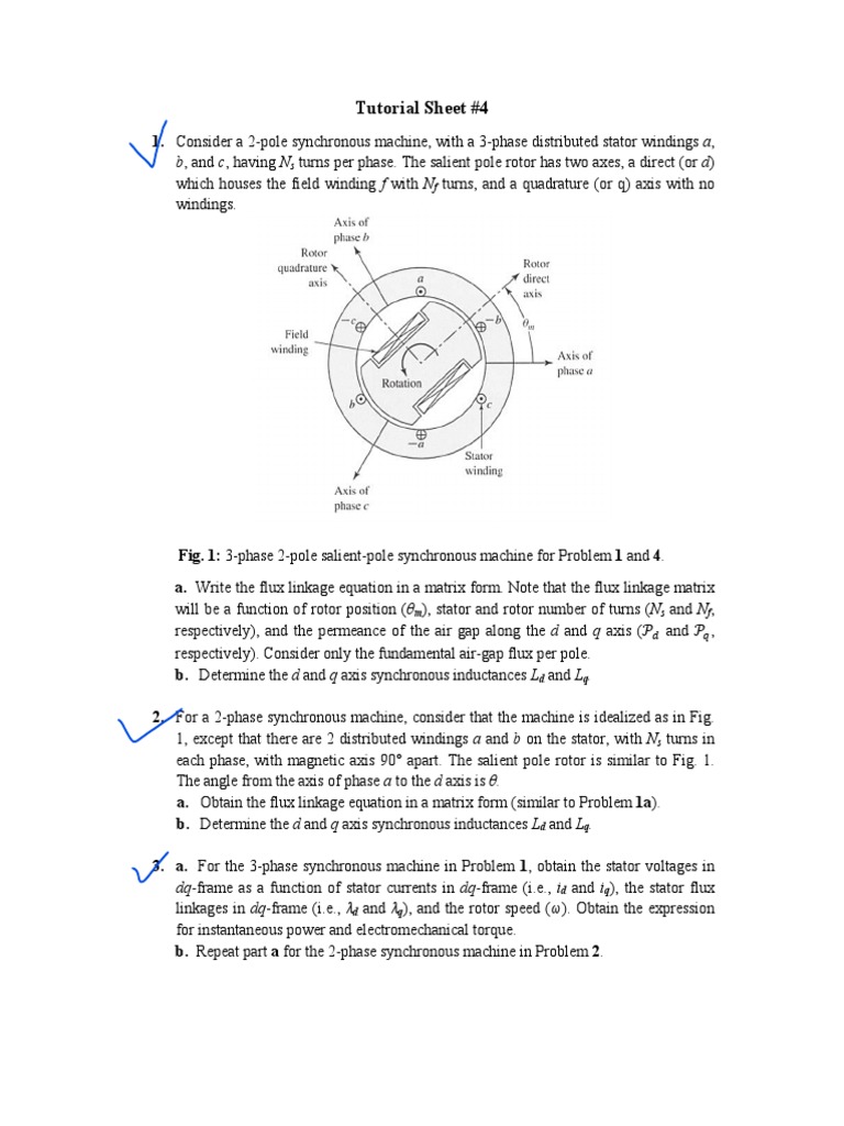 Tutorial Sheet 04 | PDF | Electric Motor | Inductance