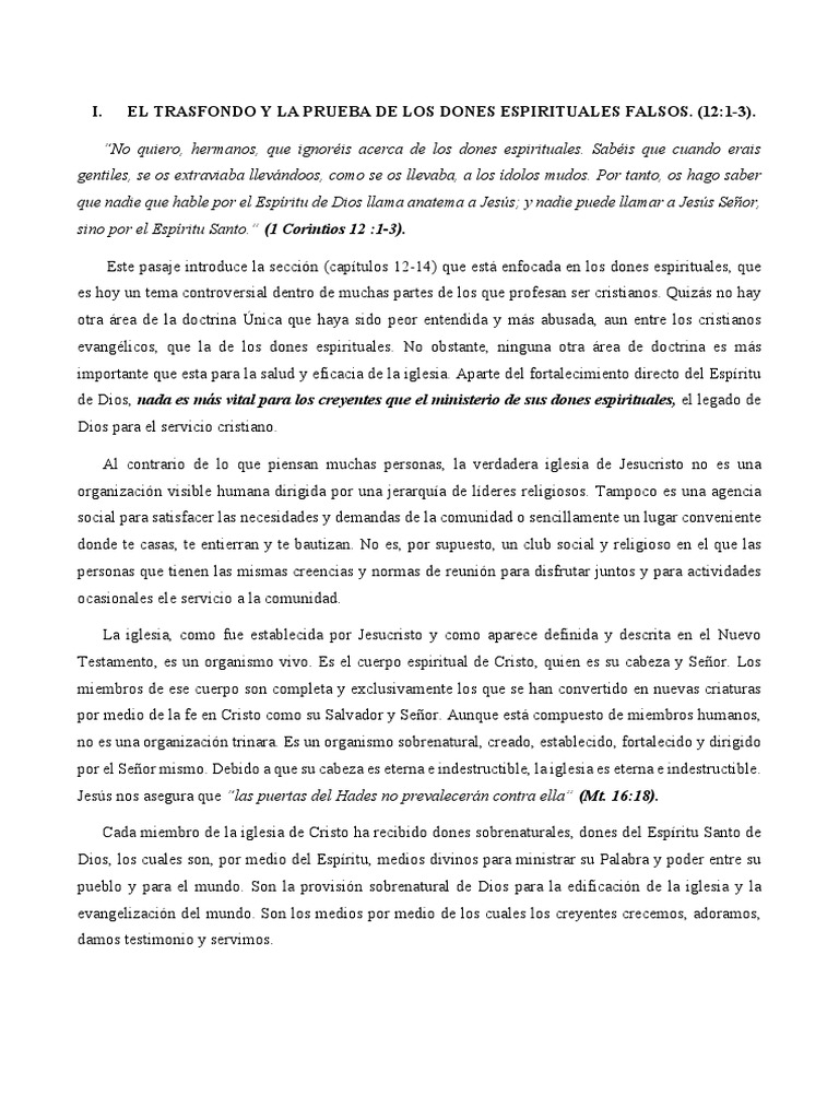 Dones Espirituales: Verdaderos y Falsos | PDF | Jesús | espíritu Santo