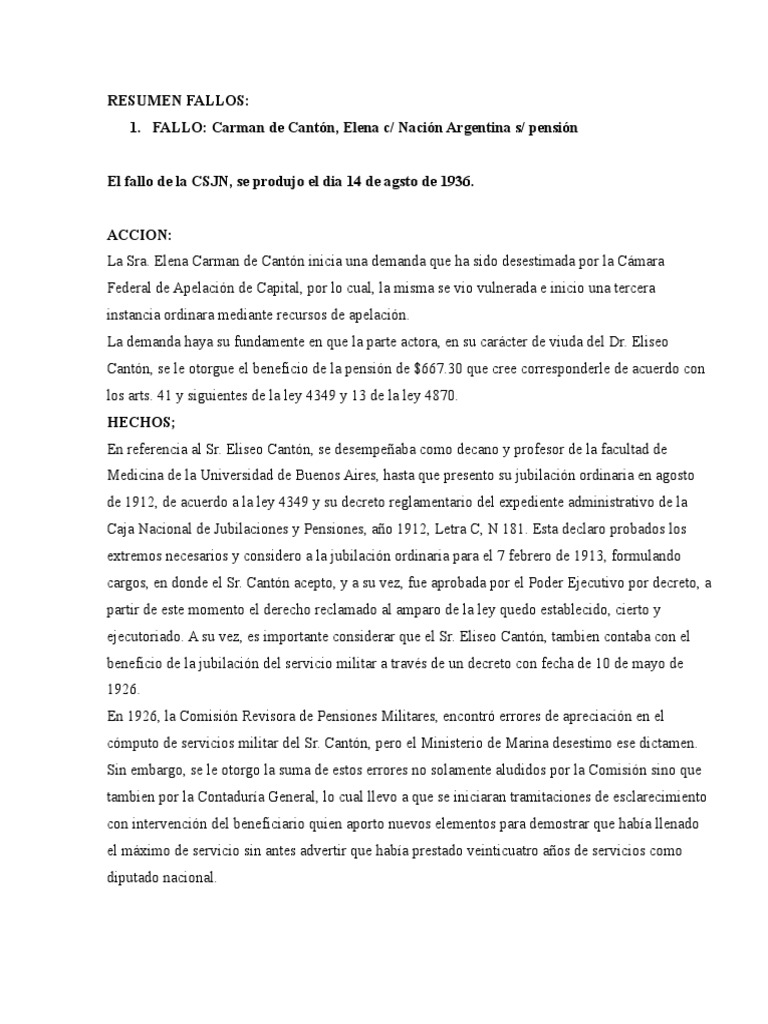 RESUMEN FALLOS | PDF