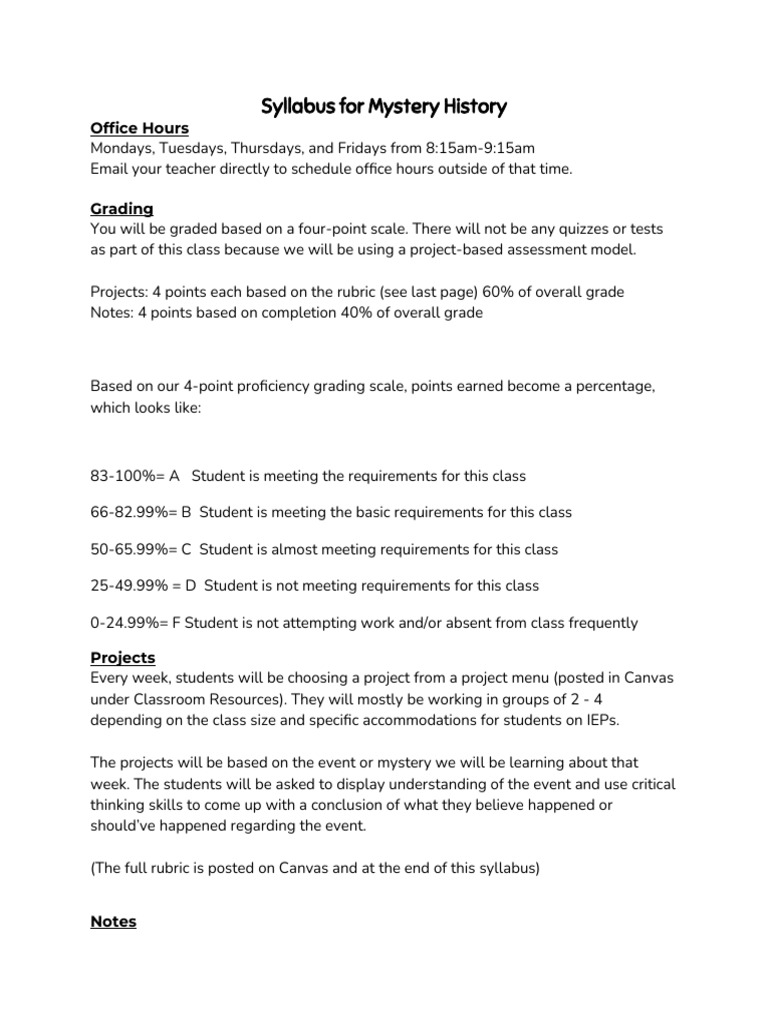 Mystery History Syllabus Overview | PDF | Project Based Learning ...