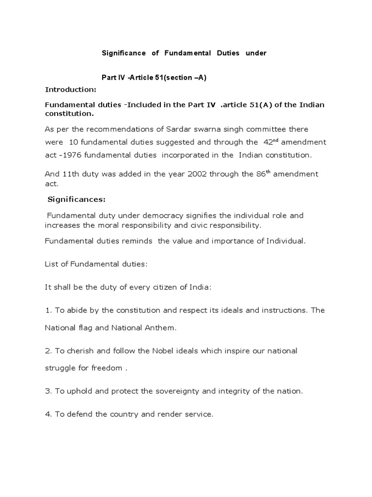 Fundamental Duties | PDF