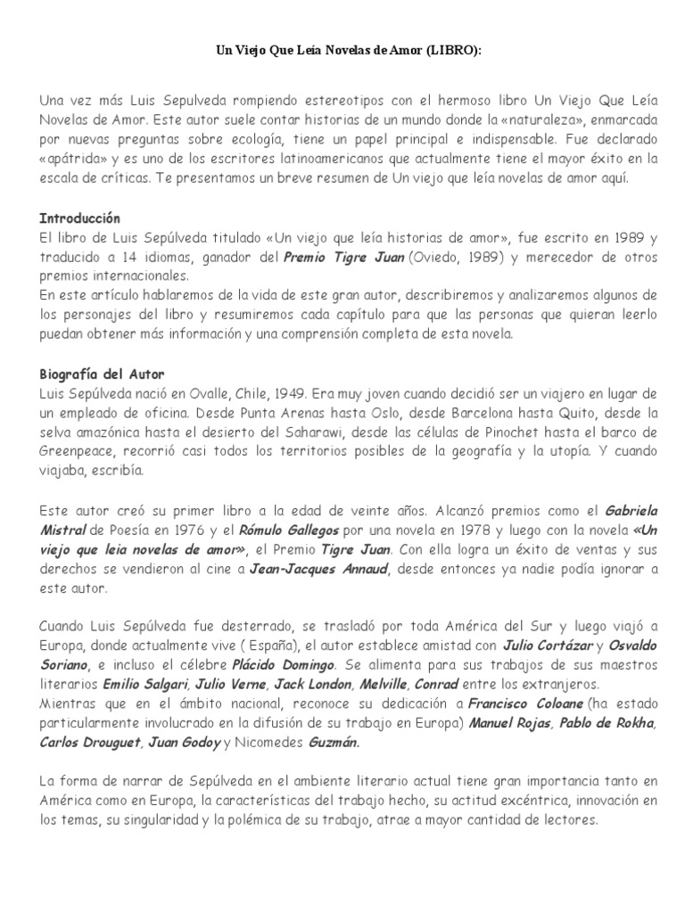 Un Viejo Que Leía Novelas de Amor | PDF | Chile | Novelas