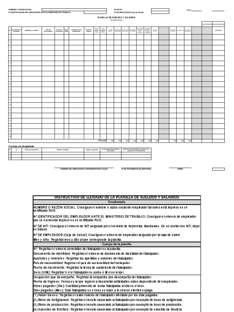 Formato Planilla Mensual | PDF | Salario
