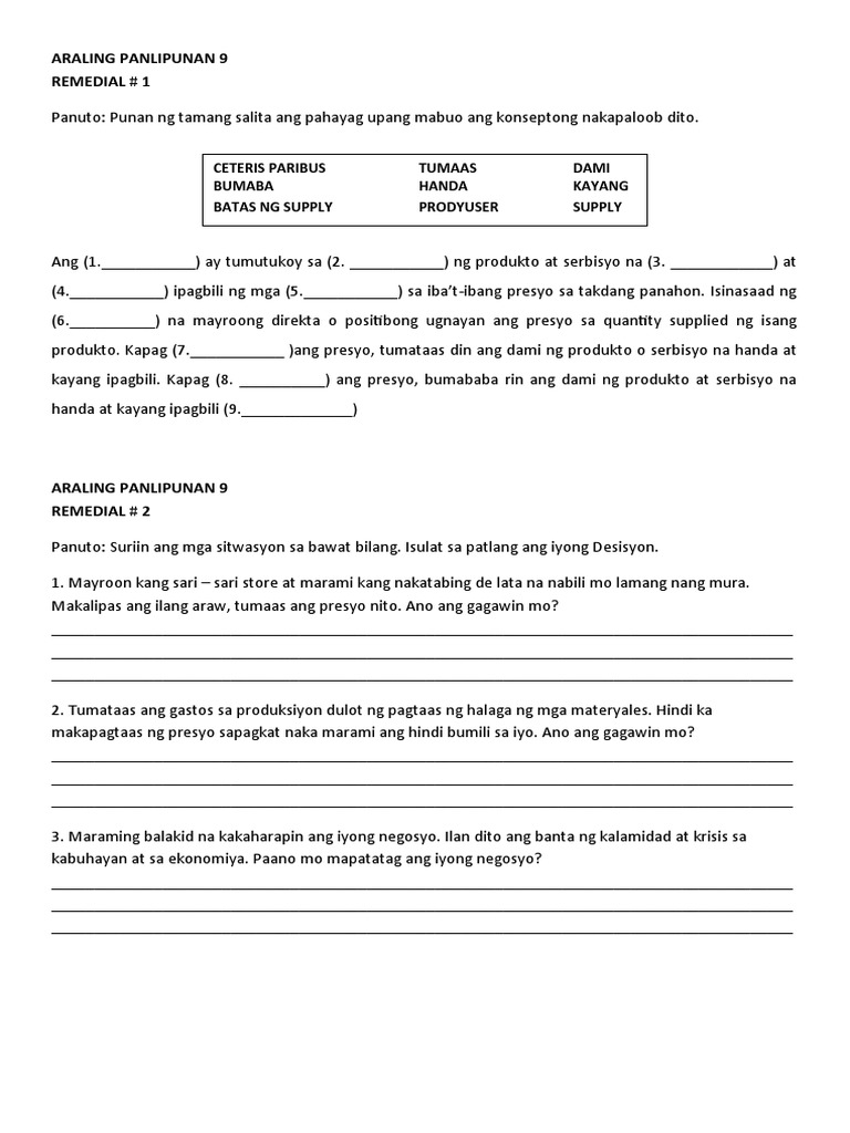 Ap 9 Q3 Remedial | PDF