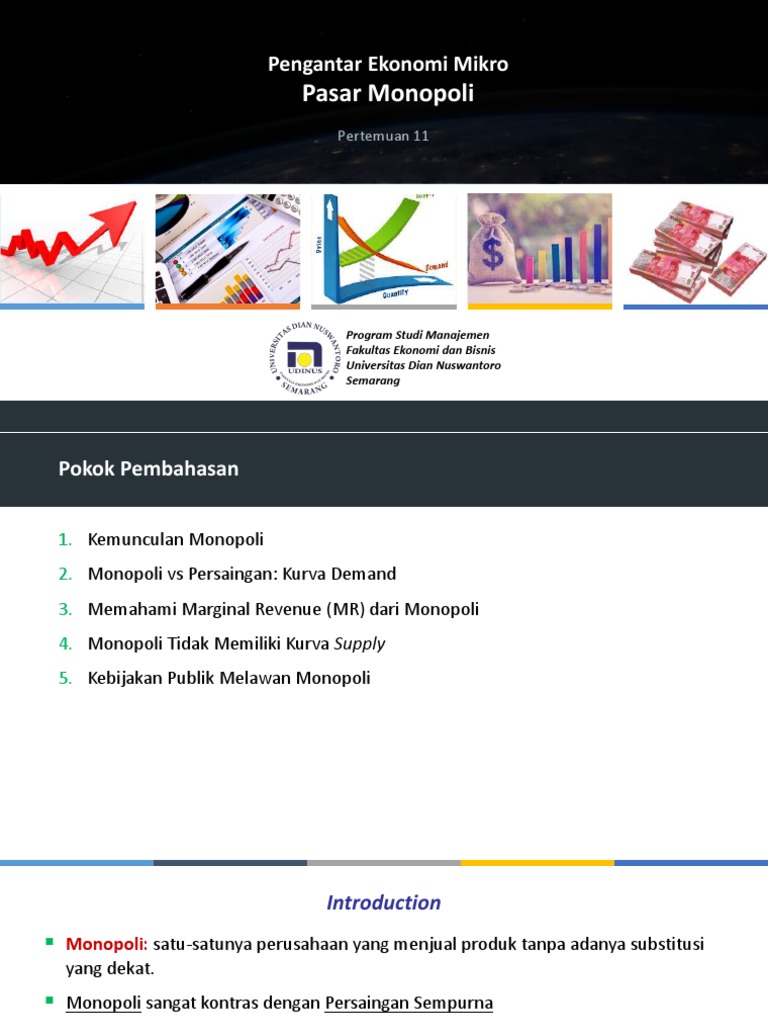 Materi Pertemuan 11 - Pengantar Ekonomi Mikro - Pasar Monopoli | PDF