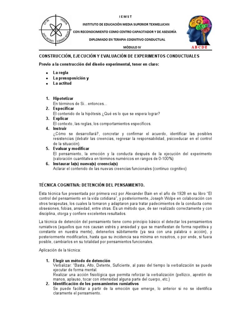 TCC Mòdulo V | PDF | Terapia de conducta cognitiva | Pensamiento