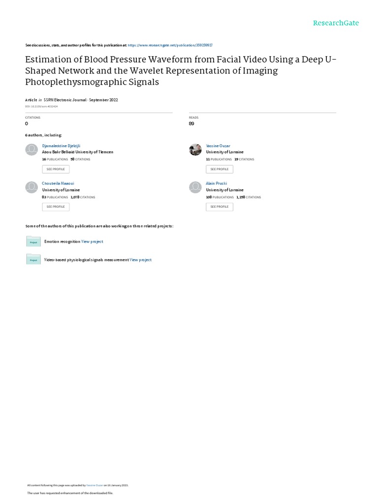 Estimation of Blood Pressure Waveform From Facial | PDF | Wavelet ...