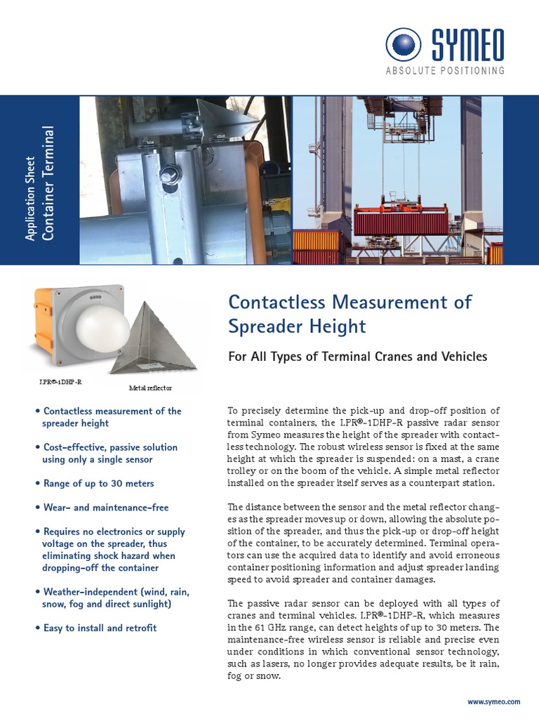 Symeo Application Sheet LPR 1DHP R Contactless Spreader Height ...